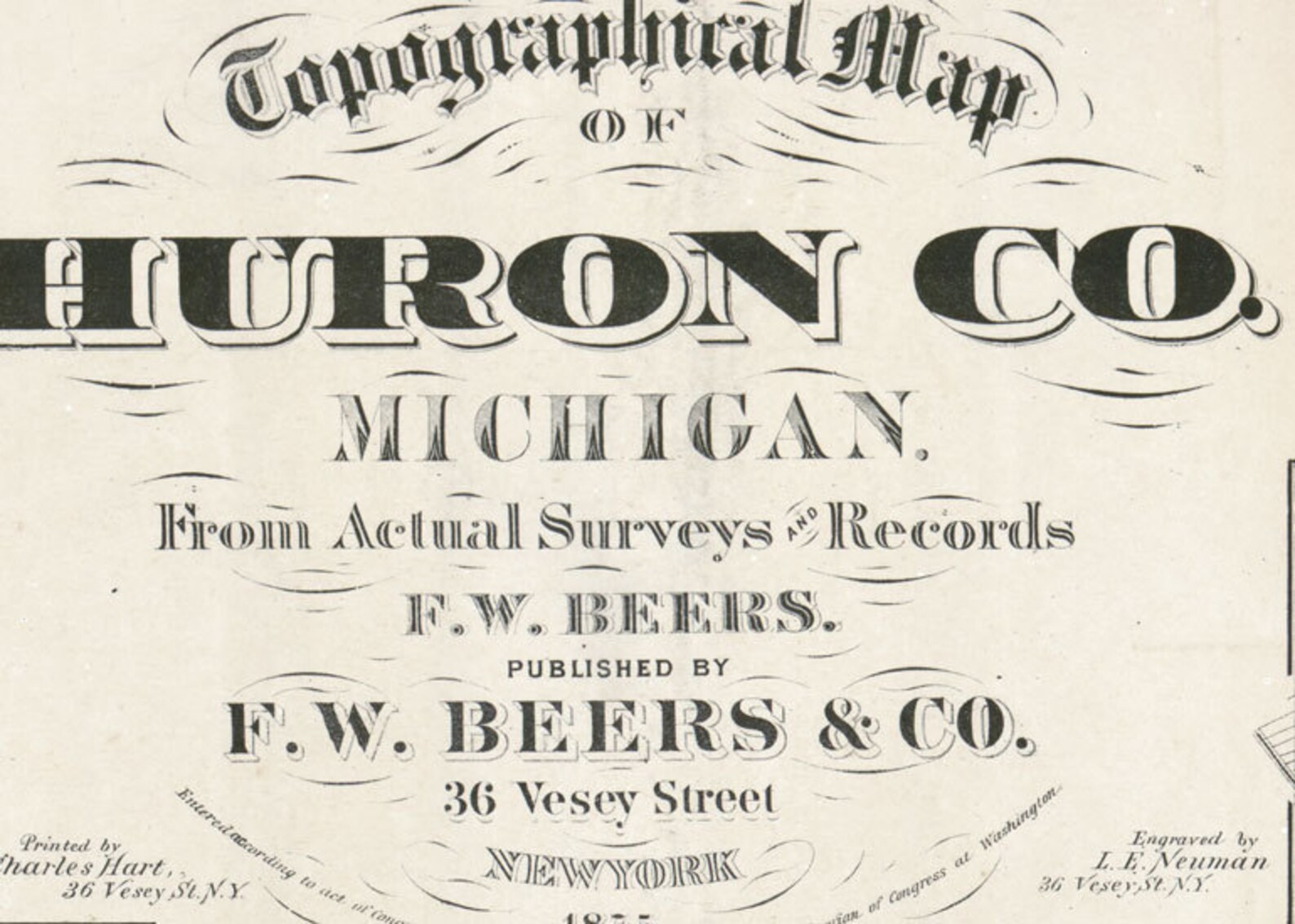 1875 Farm Line Map of Huron County Michigan Caseville White - Etsy