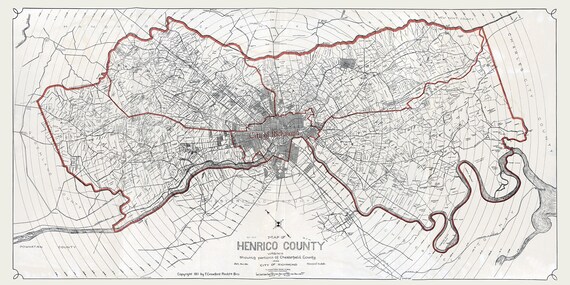 1911 Map of Henrico County Virginia | Etsy