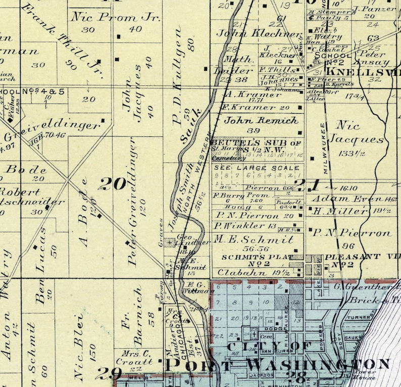 1915 Map of Port Washington Township Ozaukee County Wisconsin - Etsy ...