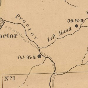 1865 Farm Line Map of Wetzel County WV Showing Oil Wells Property Names ...
