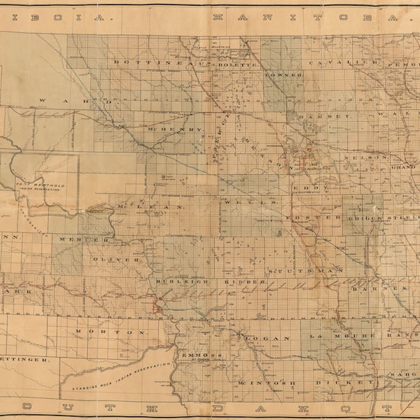 Map of North Dakota - Etsy
