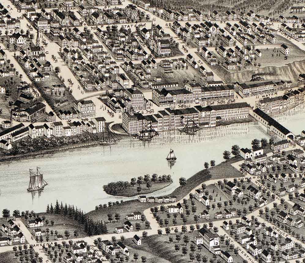 1878 Panoramic Map of Augusta Maine - Etsy