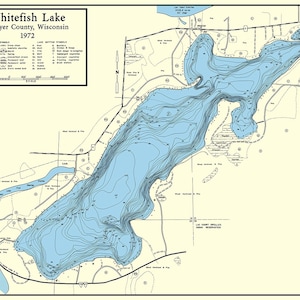 1972 Map of Whitefish Lake Sawyer County Wisconsin - Etsy