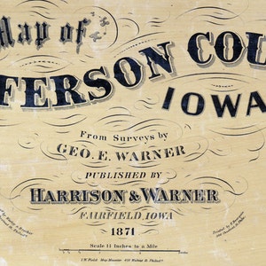 1871 Map of Jefferson County Iowa Fairfield - Etsy