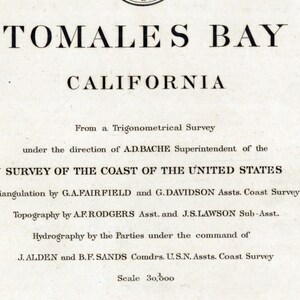 1878 Nautical Chart of Tomales Bay California - Etsy