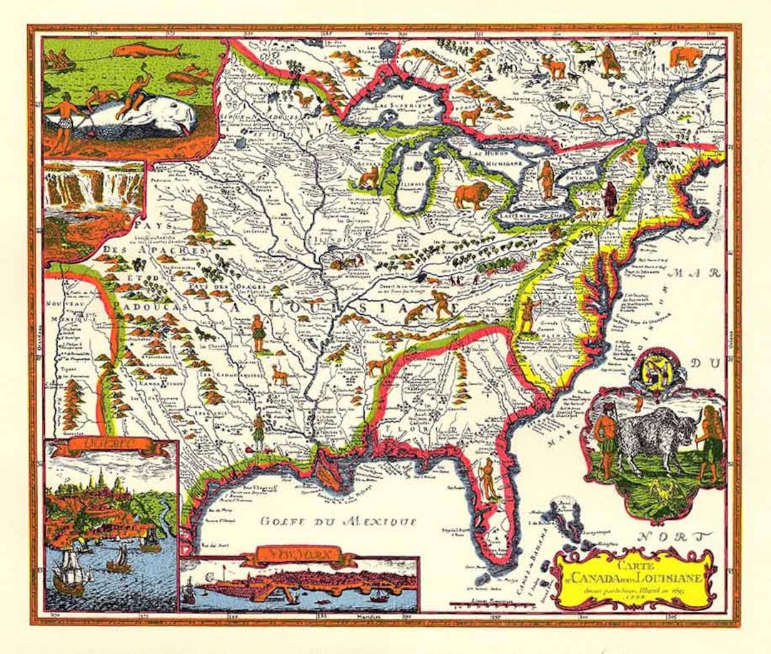 16th Century Map of America and Canada - Etsy