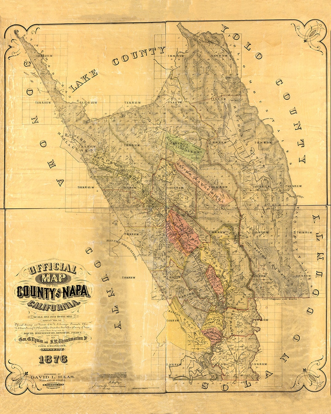 1876 Map of Napa County California - Etsy