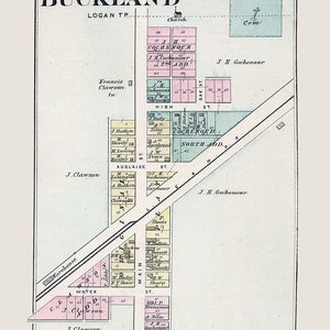 1880 Town Map of Buckland Auglaize County Ohio - Etsy