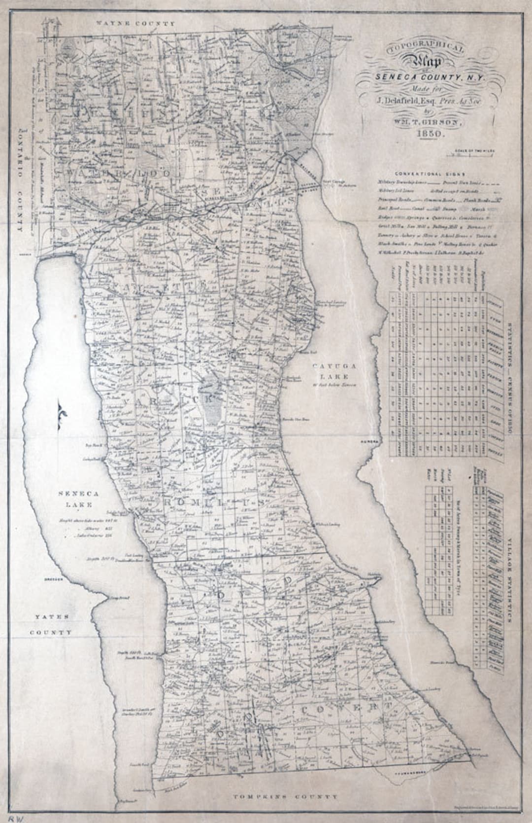 1850 Map of Seneca County New York - Etsy