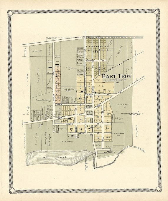 1907 Town Map of East Troy Walworth County Wisconsin - Etsy