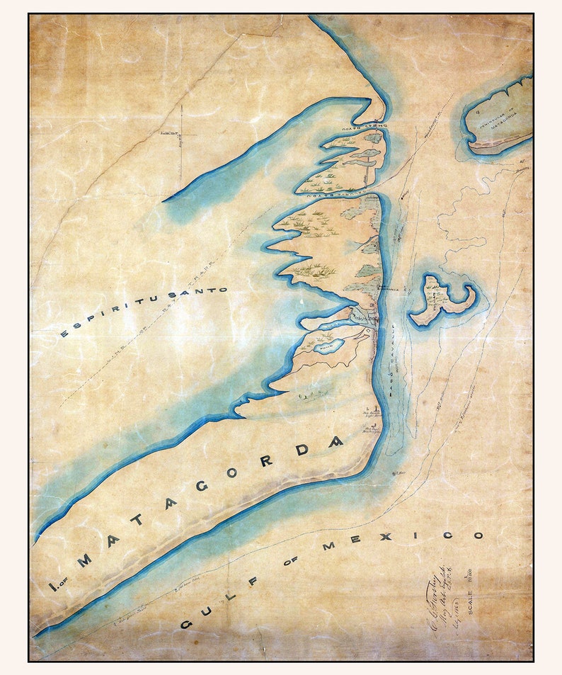 1862 Map of Matagorda Island Texas - Etsy