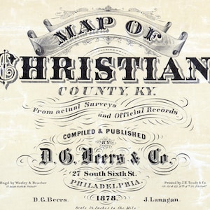 1878 Map of Christian County Kentucky Hopkinsville - Etsy