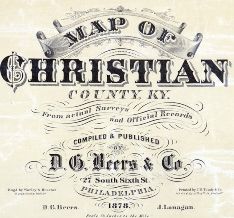 1878 Map of Christian County Kentucky Hopkinsville | Etsy