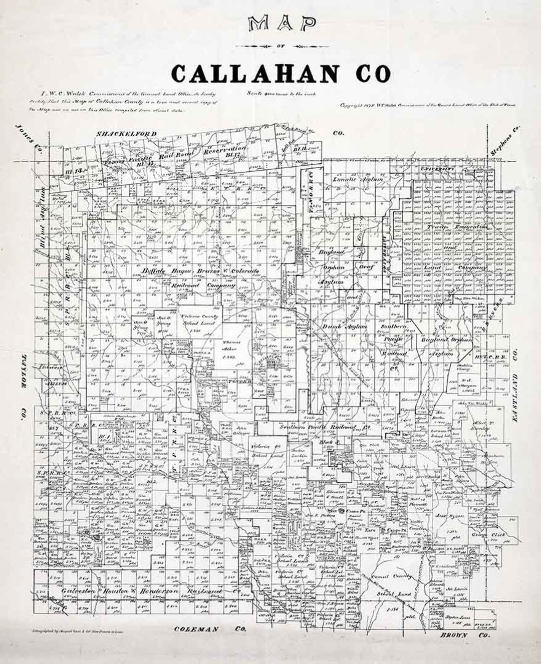 1880 Farm Line Map of Callahan County Texas - Etsy