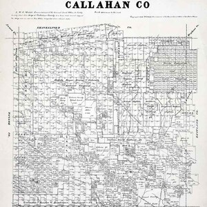 1880 Farm Line Map of Callahan County Texas - Etsy