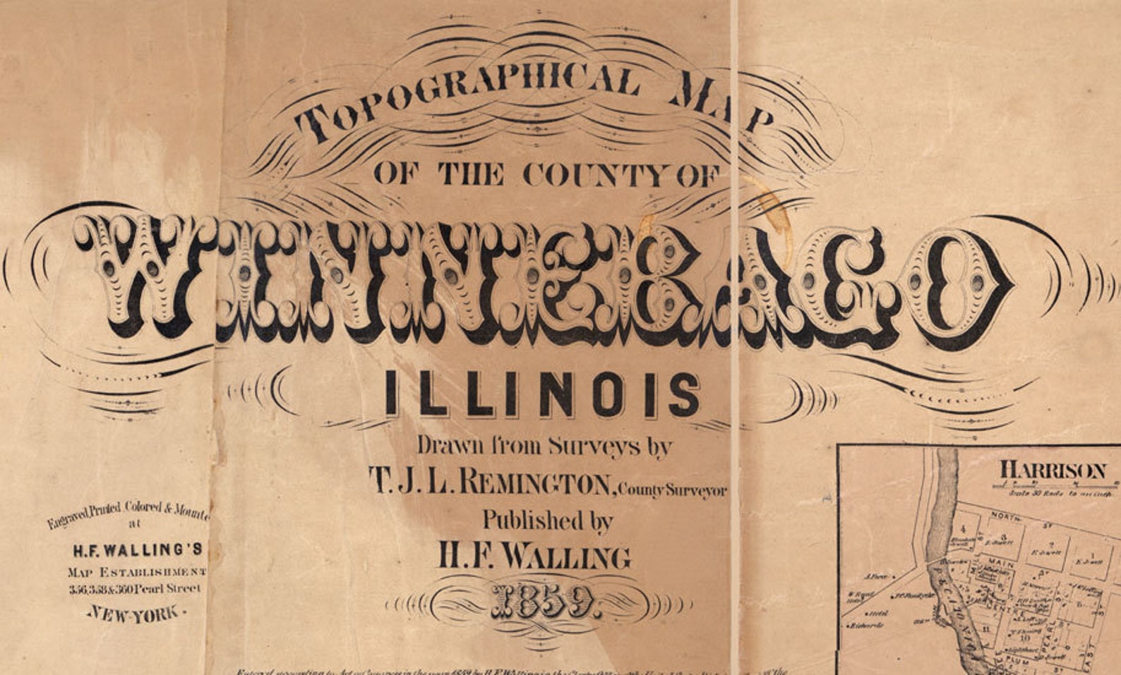 1864 Farm Line Map of Winnebago County Illinois | Etsy