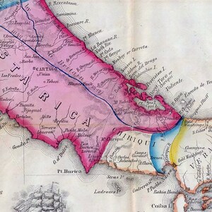 1857 Map of Central America - Etsy