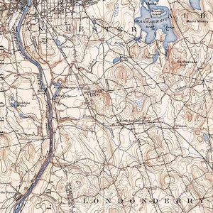 1905 Topo Map of Manchester New Hampshire Quadrangle - Etsy
