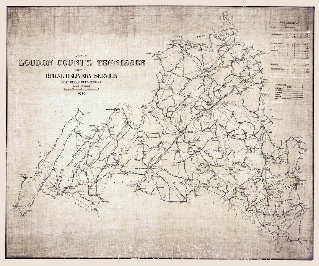 1930 Map of Loudon County Tennessee - Etsy