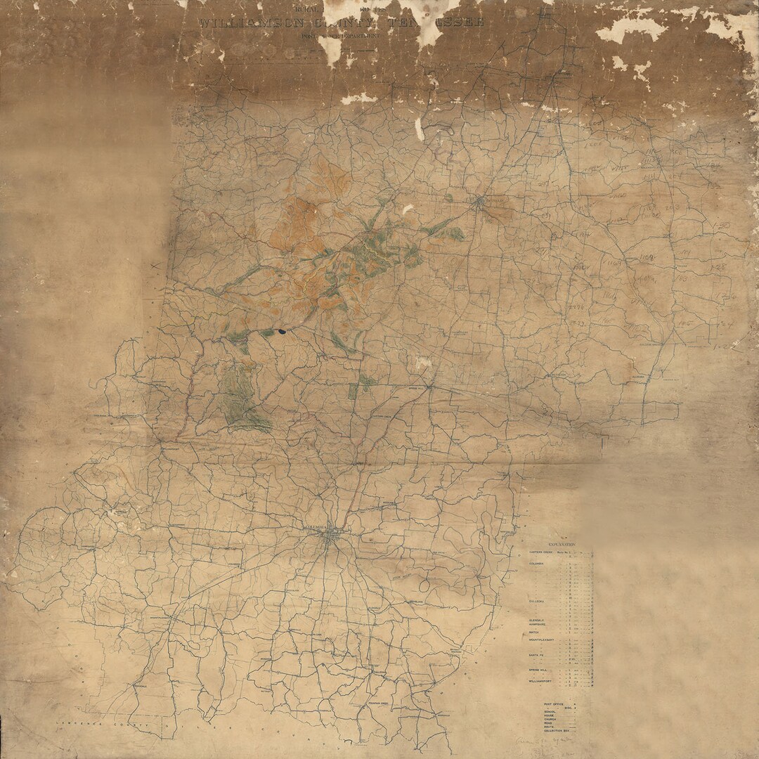 1910 Map of Williamson County Tennessee - Etsy