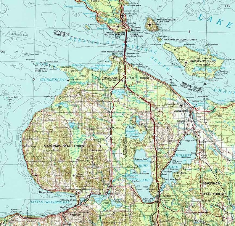1955 Topo Map of Cheboygan Michigan Quadrangle - Etsy