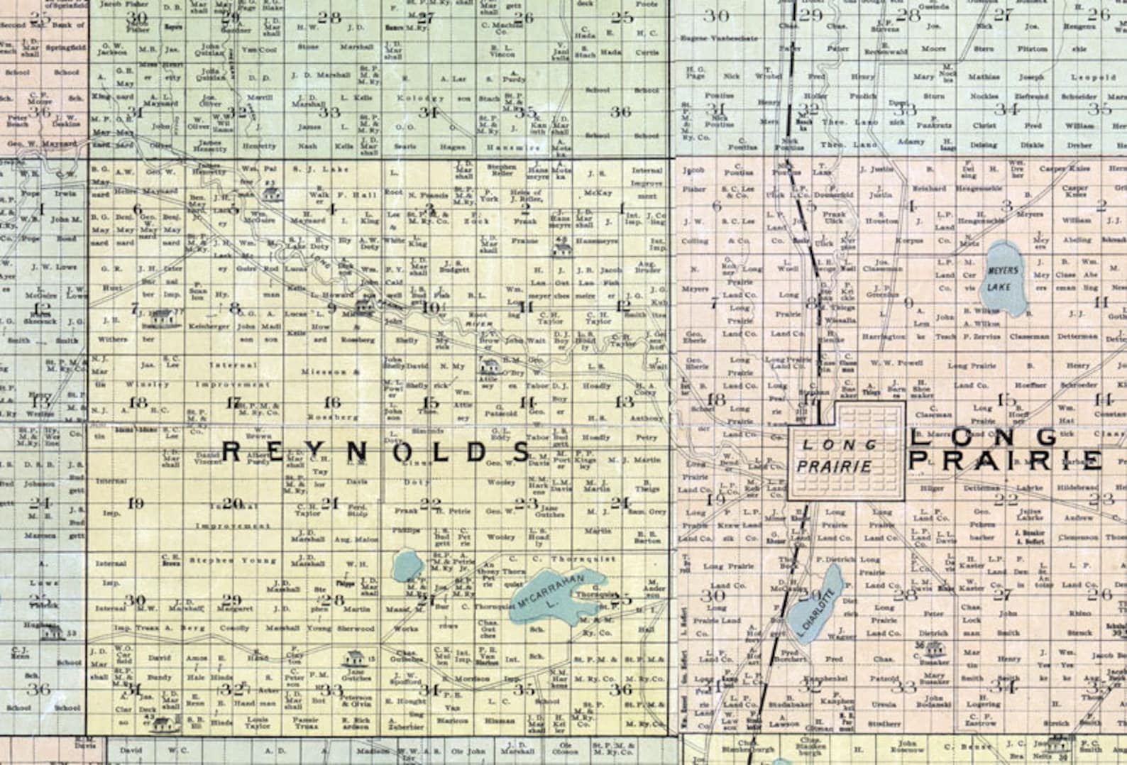 1890 Farm Line Map of Todd County Minnesota Long Prairie | Etsy