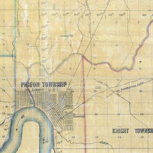 1857 Map of Vanderburgh County Indiana - Etsy