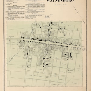 1868 Town Map of Waynesboro Franklin County Pennsylvania - Etsy