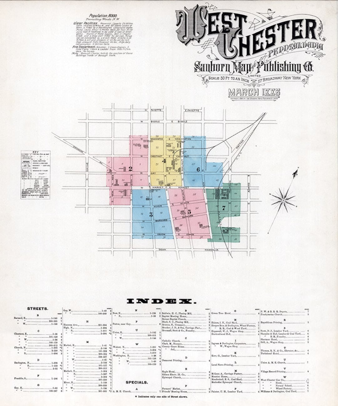 1886 Town Map of West Chester Pennsylvania - Etsy