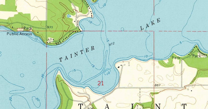 1972 Map of Lake Menomin Wisconsin and Tainter Lake | Etsy