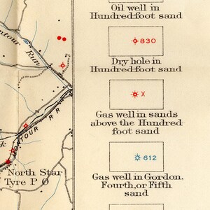 1907 Oil & Gas Well Map of Burgettstown Quadrangle Washington County Pa ...