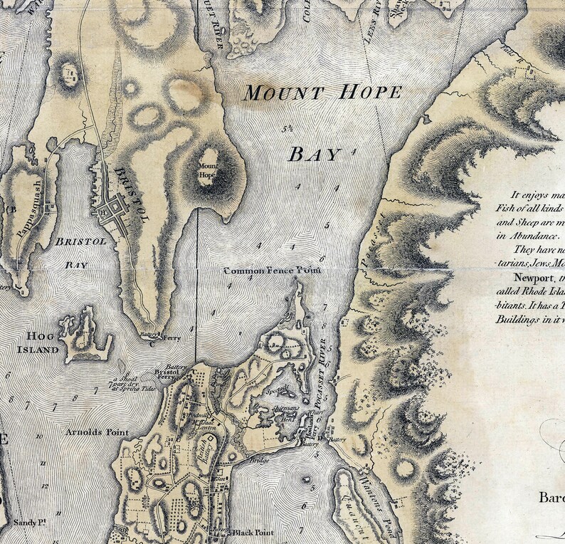 1777 Nautical Chart of Narraganset Bay Rhode Island - Etsy