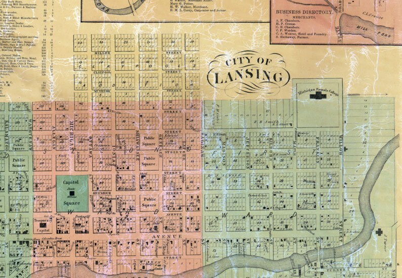 1859 Map of Ingham & Livingston County Michigan Lansing - Etsy