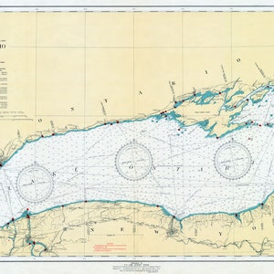 1941 Nautical Map of Lake Ontario - Etsy