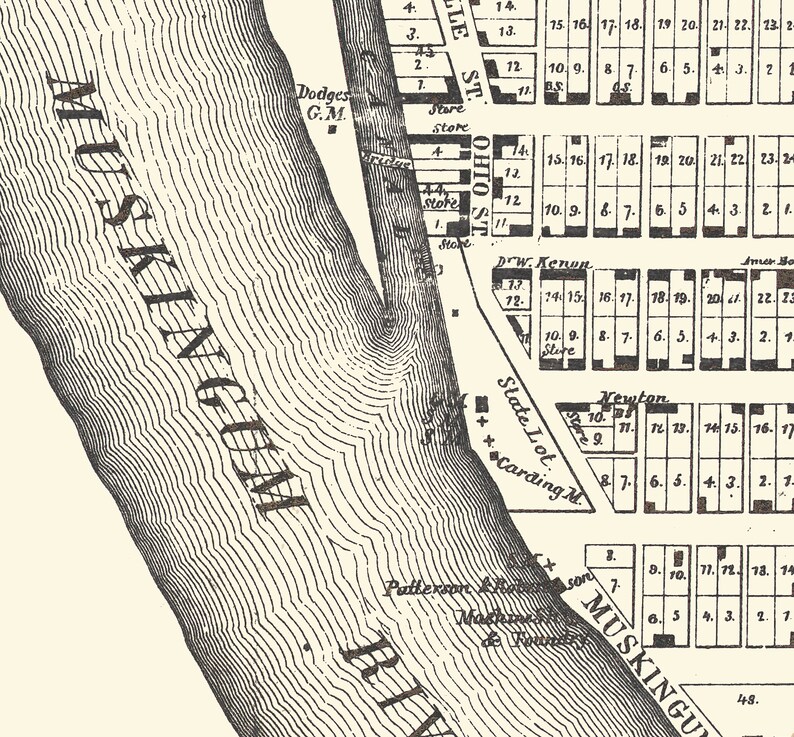 1858 Town Map of Beverly Washington County Ohio - Etsy