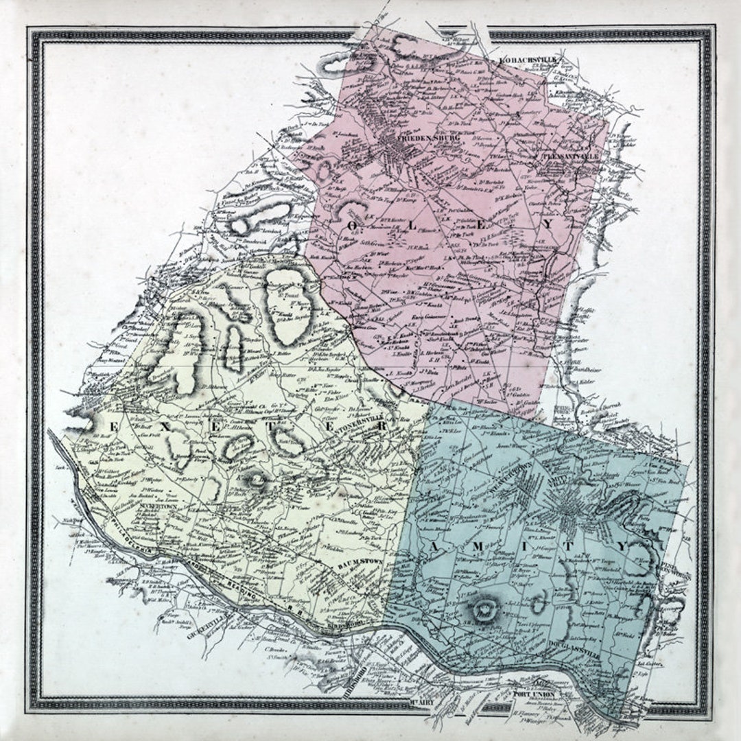 1862 Map of Exeter & Oley Township Berks County Pennsylvania - Etsy