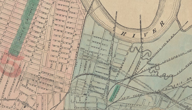 1879 Map of Jersey City New Jersey | Etsy