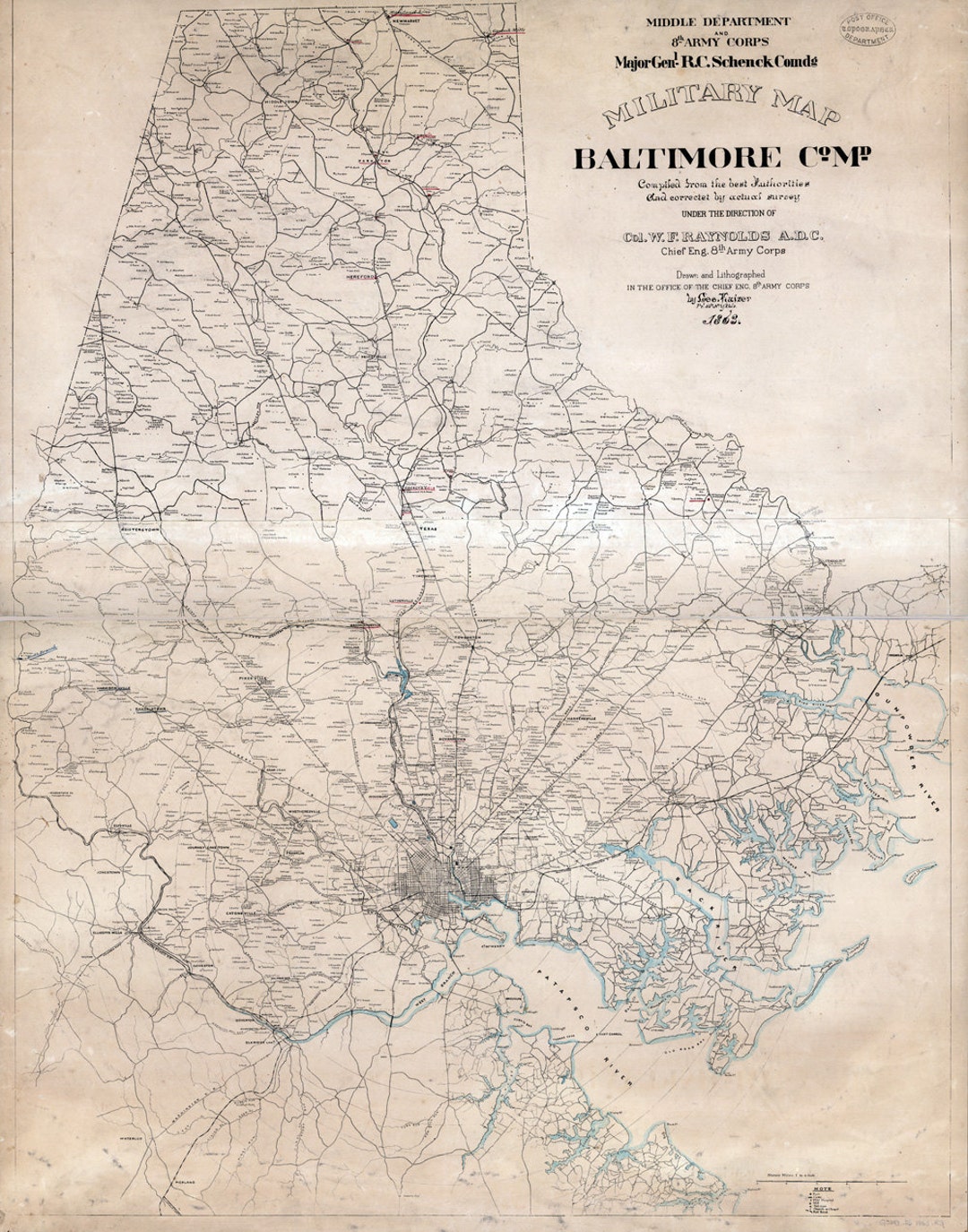 1863 Military Map of Baltimore County Maryland - Etsy