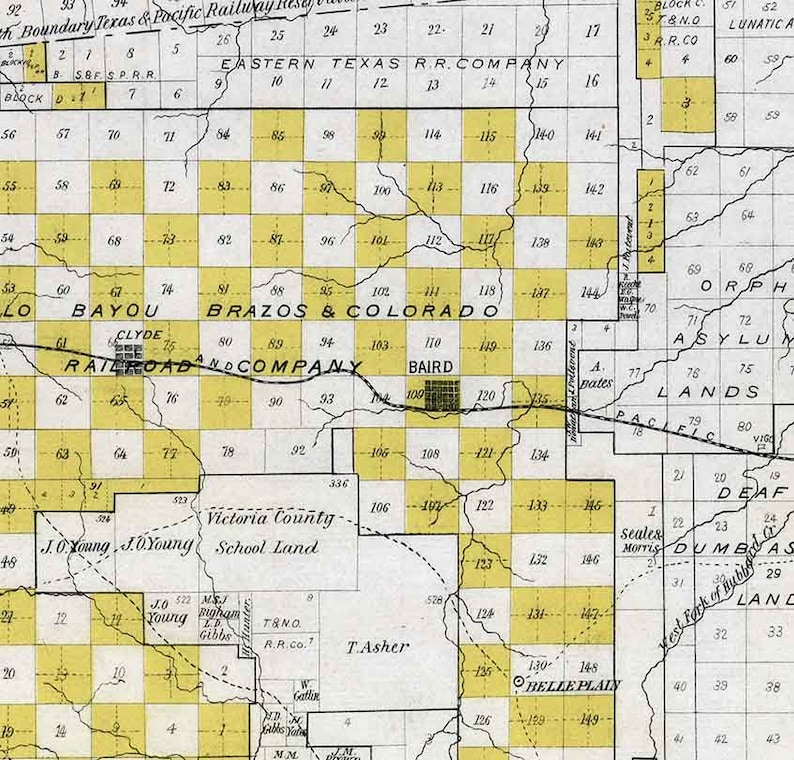 1870 Farm Line Map of Callahan County Texas - Etsy
