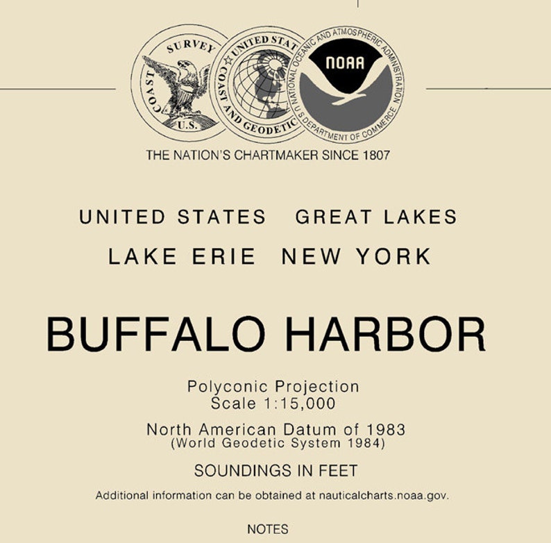 2012 Nautical Map of Buffalo Harbor New York Lake Erie - Etsy