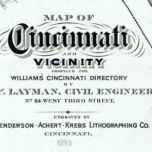 1893 Map of Cincinnati Ohio and Vicinity - Etsy