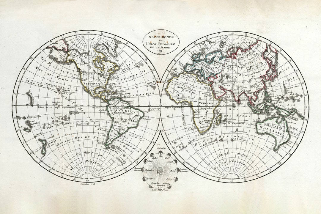 1809 Map of the World - Etsy
