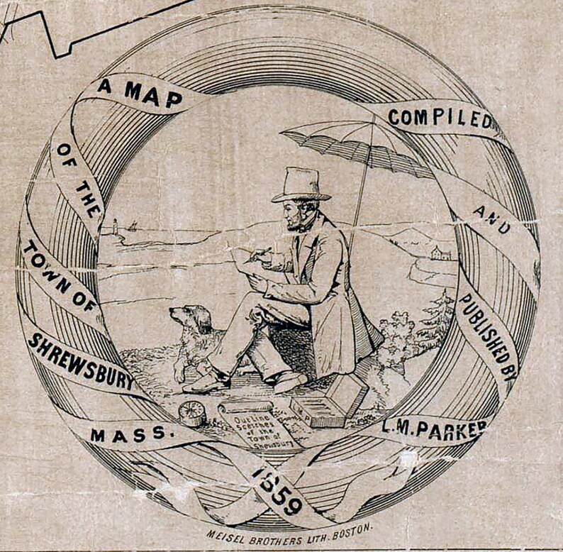 1859 Town Map of Shrewsbury Worcester County Massachusetts - Etsy