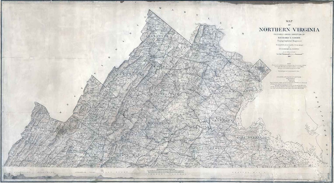 1894 Map of Northern Virginia - Etsy