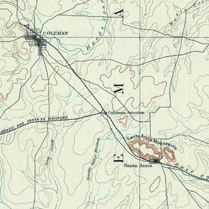 1889 Topo Map of Coleman Texas Lake Brownwood - Etsy