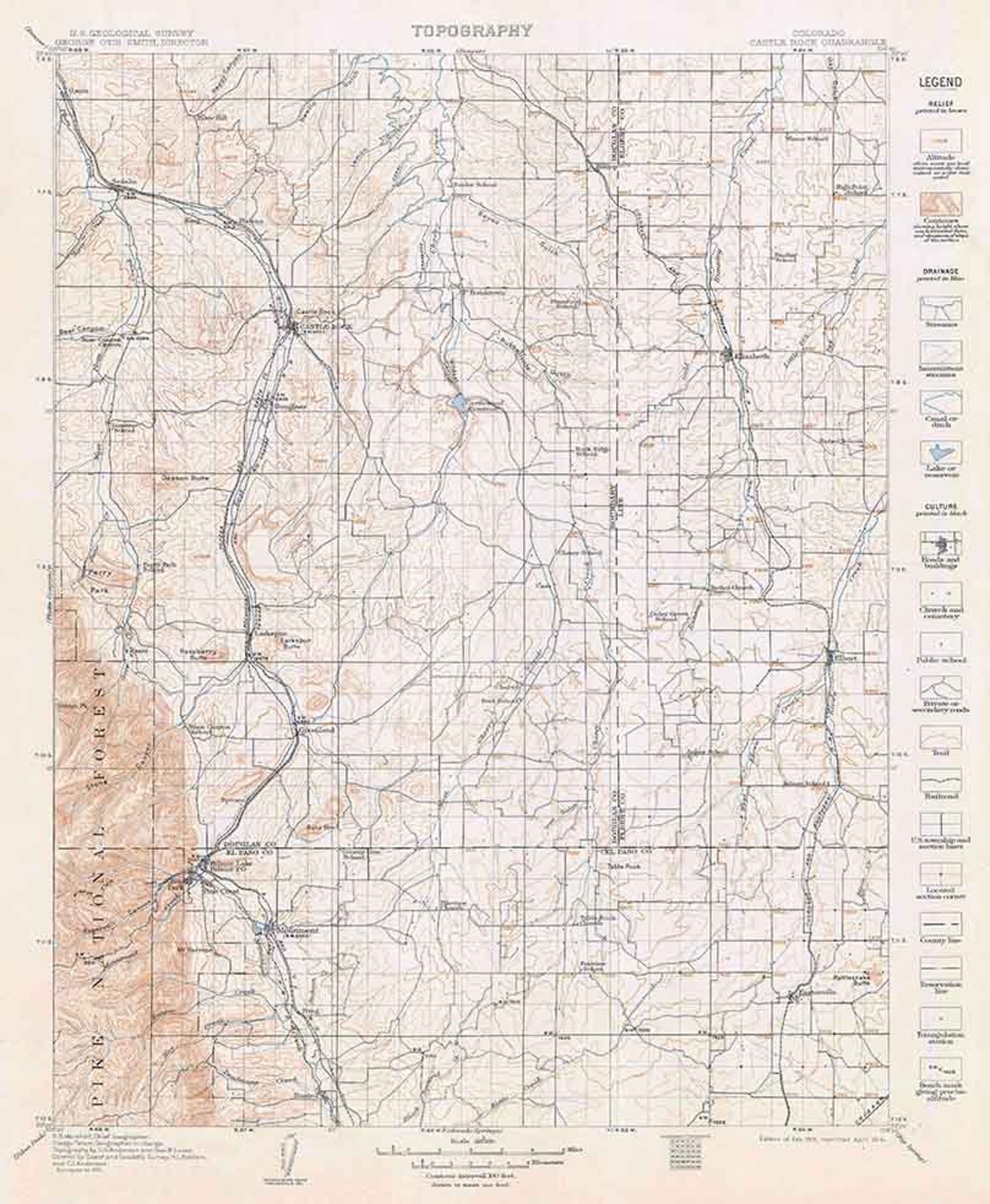1913 Topo Map of Castle Rock Colorado - Etsy