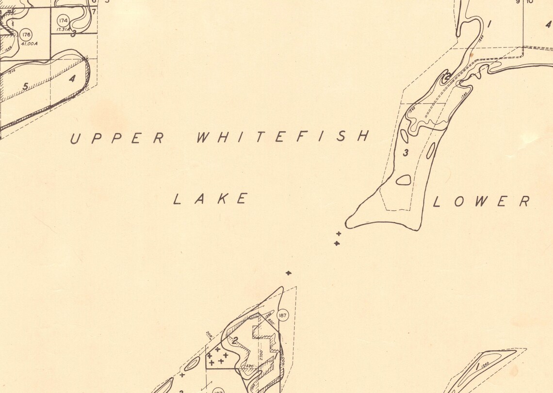 Early 1900s Map of Whitefish Lake Chain Crow Wing County - Etsy