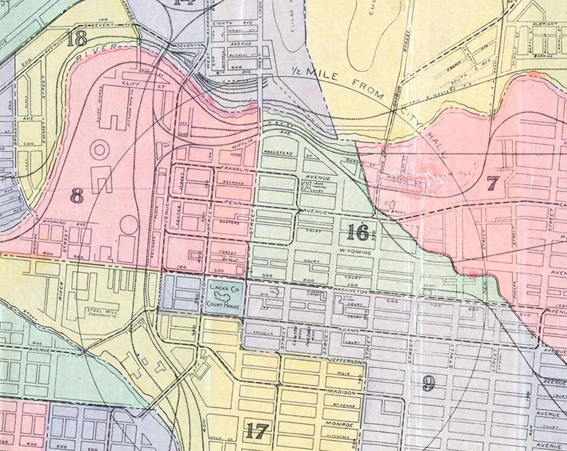 1906 Map of Scranton Lackawanna County Pennsylvania | Etsy