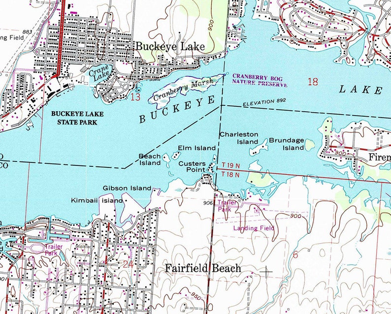 1995 Map of Buckeye Lake Ohio - Etsy