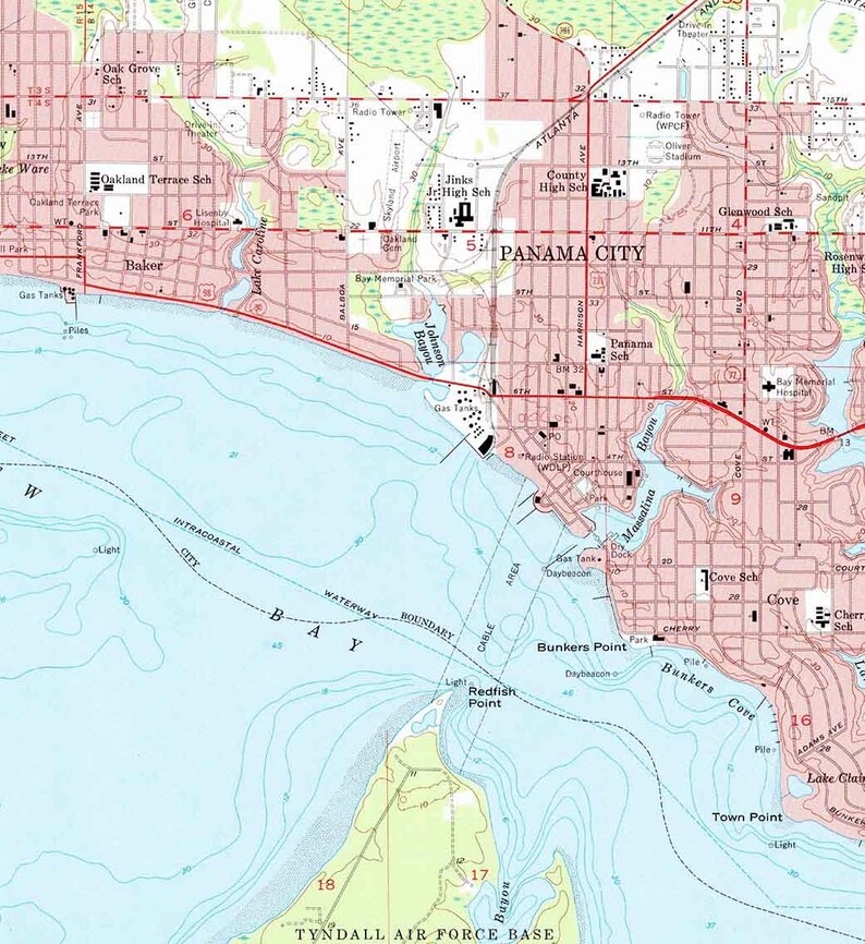1956 Topo Map of Panama City Florida Tyndall Air Force Base | Etsy